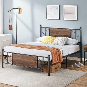 IDEALHOUSE Queen Bed Frame with Headboard, Upgraded Wood Platform Bed Frame with Sturdy Metal Slats Support, 12" Under Bed Storage, No Box Spring Needed, Easy Assembly, Noise Free