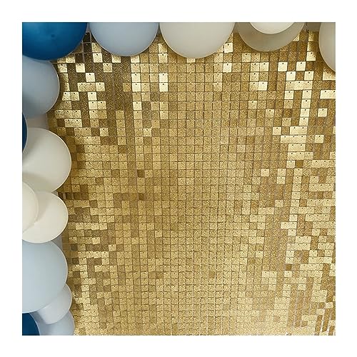 Shimmer Wall Backdrop, 56 Pcs Shimmer Wall Panel Backdrop Sequin Background for Christmas Birthday Party Events (Color : Matt Glitter Gold)