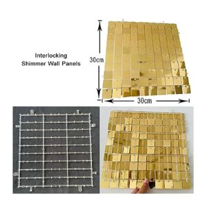 Shimmer Wall Backdrop, 56 Pcs Shimmer Wall Panel Backdrop Sequin Background for Christmas Birthday Party Events (Color : Matt Glitter Gold)