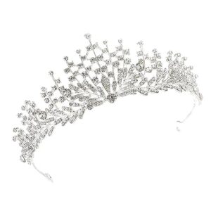 hugede rhinestone metal tiara bridal wedding crown faux crystal princess tiara birthday party crown halloween cosplay props for women girls b