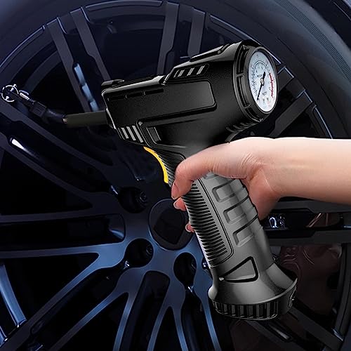 150PSI Tire Inflator with Emergency LED Light - 12V Wired Car Tire Inflator Pump with Pressure Gauge - Car Accessories - Portable Compressor Pump for Cars, Motorcycles, Bicycles, Sports Balls