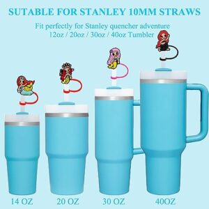 Amreich Straw Cover,4 PCs Straw Topper for Stanley Cup 30oz & 40oz Tumbler with Handle, Mermaid Design Silicon Straw Cap for 10mm Straws Reuseable Drink Straw Tips Lids Dust-proof Straw Accessories