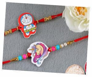 siddhatva set of 2 combo rakhi for brother traditional fancy cartoon rakhi for small brother thread band for bhaiya fancy rakhee rakhshabandhan