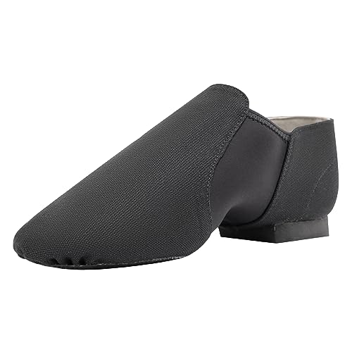 Linodes Unisex 09 Canvas Upper Slip-on Jazz Shoe for Women and Men's Dance Shoes-Black 8.5M