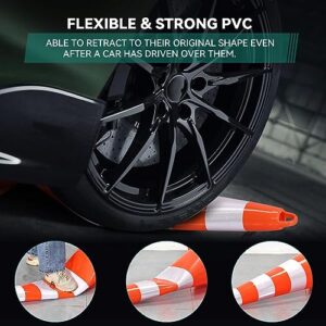 YITAHOME Traffic Cones 36 Inch (6 Pack), with 16.4FT Chain and Reflective Collars, PVC Orange Construction Cones, Safety Cones for Parking Lot, Home Road