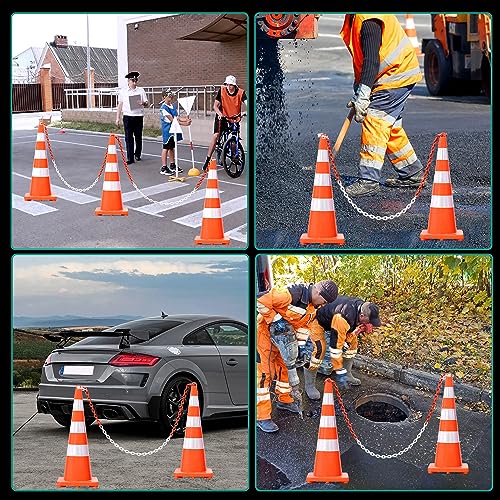 YITAHOME Traffic Cones 36 Inch (6 Pack), with 16.4FT Chain and Reflective Collars, PVC Orange Construction Cones, Safety Cones for Parking Lot, Home Road