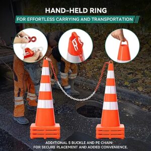 YITAHOME Traffic Cones 36 Inch (6 Pack), with 16.4FT Chain and Reflective Collars, PVC Orange Construction Cones, Safety Cones for Parking Lot, Home Road