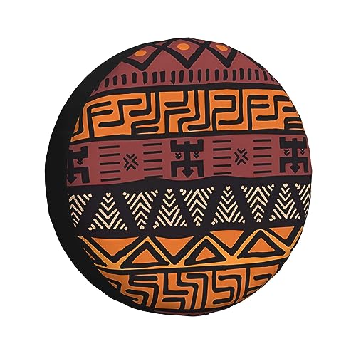 African Mud Cloth Tribal Spare Tire Cover 15 Inch Waterproof Dust-Proof Wheel Tire Cover Wheel Protector Fit for Trailer, Rv, SUV and Many Vehicle