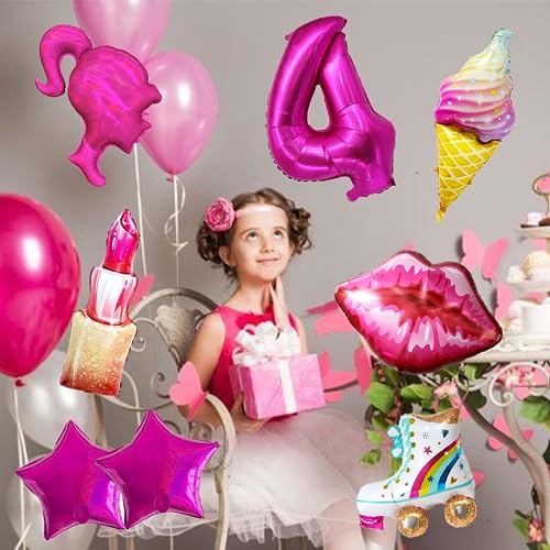 8PCS Pink Balloons for Party Decorations, Hot Pink Balloon for Pink Princess Doll Theme Party Girl Birthday Baby Shower Princess Themed decorations (4th)