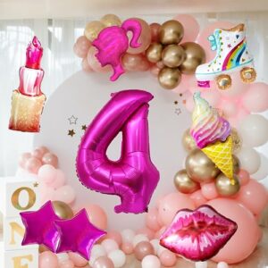 8PCS Pink Balloons for Party Decorations, Hot Pink Balloon for Pink Princess Doll Theme Party Girl Birthday Baby Shower Princess Themed decorations (4th)