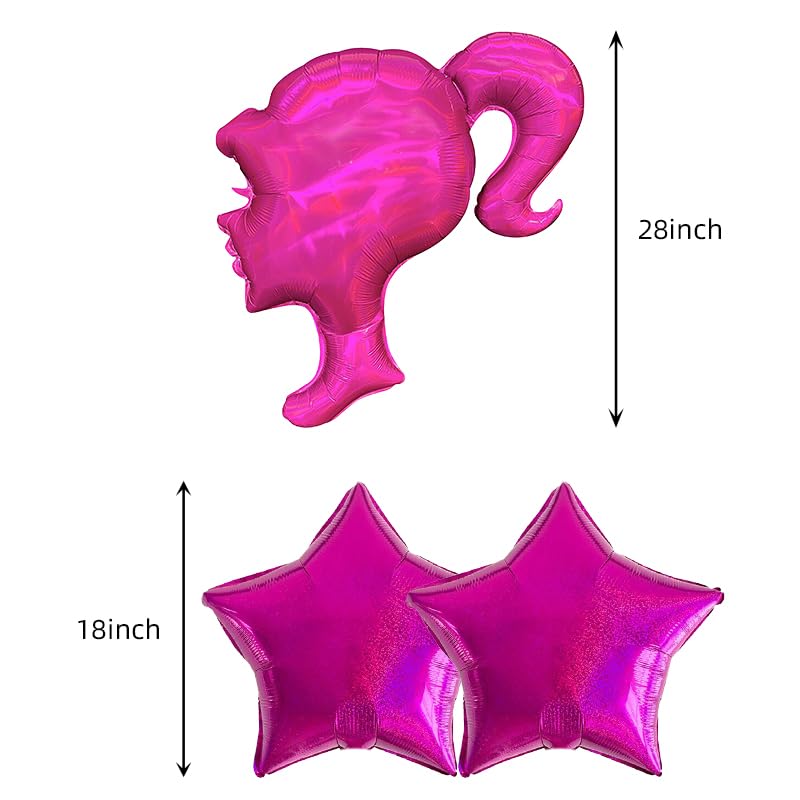 8PCS Pink Balloons for Party Decorations, Hot Pink Balloon for Pink Princess Doll Theme Party Girl Birthday Baby Shower Princess Themed decorations (4th)