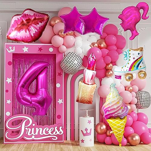 8PCS Pink Balloons for Party Decorations, Hot Pink Balloon for Pink Princess Doll Theme Party Girl Birthday Baby Shower Princess Themed decorations (4th)