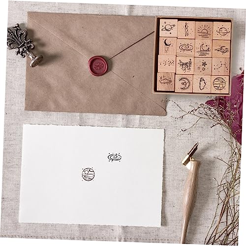 Wooden Scrapbook 16pcs Seal Mini Accessories Bathtub Star Stamp Vintage Wooden Stamps Diary Ink Wooden Scrapbook Wooden Stamper Creative Seal DIY Craft Tool Old Fashioned