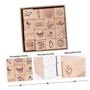 Wooden Scrapbook 16pcs Seal Mini Accessories Bathtub Star Stamp Vintage Wooden Stamps Diary Ink Wooden Scrapbook Wooden Stamper Creative Seal DIY Craft Tool Old Fashioned