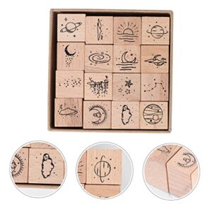 Wooden Scrapbook 16pcs Seal Mini Accessories Bathtub Star Stamp Vintage Wooden Stamps Diary Ink Wooden Scrapbook Wooden Stamper Creative Seal DIY Craft Tool Old Fashioned