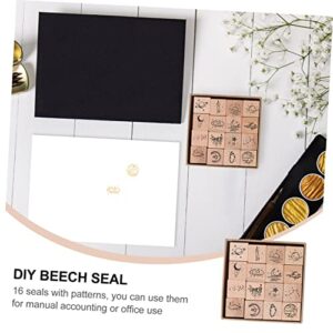 Wooden Scrapbook 16pcs Seal Mini Accessories Bathtub Star Stamp Vintage Wooden Stamps Diary Ink Wooden Scrapbook Wooden Stamper Creative Seal DIY Craft Tool Old Fashioned