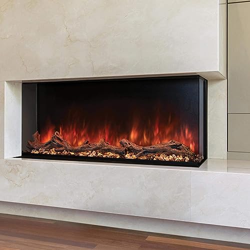 Modern Flames Landscape Pro Multi 80" Multi-Sided Built-in Electric Fireplace - Multi-Color Ember Bed - Ultra Natural Flame Appearance - Remote, App and Touch Control - LPM-8016