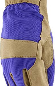 Miracle-Gro MG86206 Padded Palm Gloves – [Tan/Purple, Medium/Large], Synthetic Leather Palm, Touchscreen Compatible (Pack of 2)