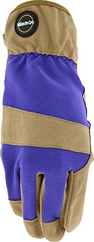 Miracle-Gro MG86206 Padded Palm Gloves – [Tan/Purple, Medium/Large], Synthetic Leather Palm, Touchscreen Compatible (Pack of 2)