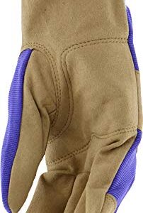 Miracle-Gro MG86206 Padded Palm Gloves – [Tan/Purple, Medium/Large], Synthetic Leather Palm, Touchscreen Compatible (Pack of 2)