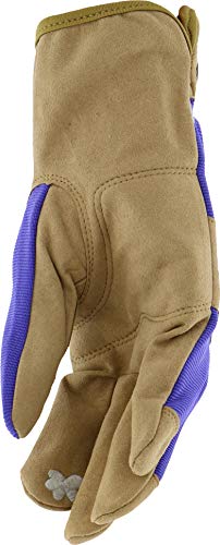 Miracle-Gro MG86206 Padded Palm Gloves – [Tan/Purple, Medium/Large], Synthetic Leather Palm, Touchscreen Compatible (Pack of 2)