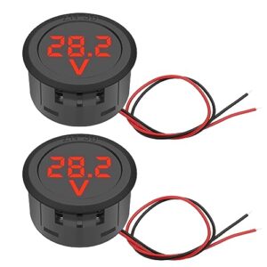 2pcs dc volt meter, dc 5-99v car led digital display, round 2 wire voltmeter dc digital car voltage current meter volt detector tester monitor panel for motorcycle truck camper caravan marine atv utv