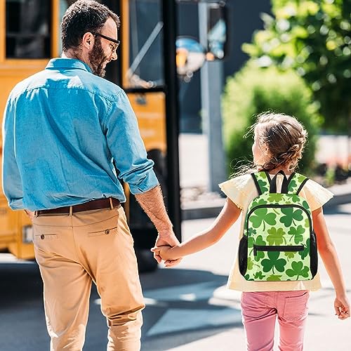 CHIFIGNO Toddler Backpack Saint Patrick's Day Green Clovers Toddler School Bag Kids Travel Backpack for Girls Boys Kindergarten Elementary Junior Primary