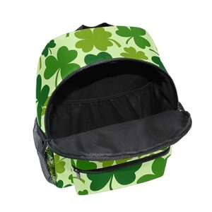 CHIFIGNO Toddler Backpack Saint Patrick's Day Green Clovers Toddler School Bag Kids Travel Backpack for Girls Boys Kindergarten Elementary Junior Primary