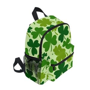 CHIFIGNO Toddler Backpack Saint Patrick's Day Green Clovers Toddler School Bag Kids Travel Backpack for Girls Boys Kindergarten Elementary Junior Primary