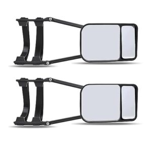 ajxn 2 pcs car mirror extensions, clip on side extension mirror, clamp-on towing mirrors, universal towing mirrors, 360 degrees rotation adjustable tow mirror, for car, truck, trailer (black #467)