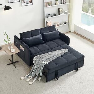 YUNLife&Home Modern Upholstered Futon Loveseat Sofa Convertible to Sleeper Sofá Bed,Love Seat Chaise Lounge Couch Chair 2 Seaters with Adjustable Backrest for Living Room Apartment Small Space