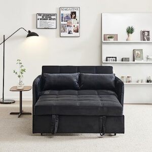 YUNLife&Home Modern Upholstered Futon Loveseat Sofa Convertible to Sleeper Sofá Bed,Love Seat Chaise Lounge Couch Chair 2 Seaters with Adjustable Backrest for Living Room Apartment Small Space