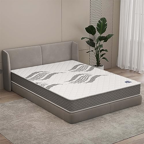 Full Size Mattress, 8 Inch Comfort Cooling Hybrid Mattress in a Box, Memory Foam Individual Pocket Springs, Tight Top Mattress for Motion Isolation&Pressure Relief, CertiPUR-US Certified (Full)