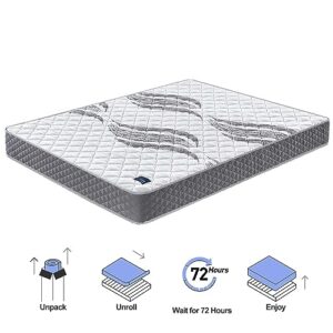 Full Size Mattress, 8 Inch Comfort Cooling Hybrid Mattress in a Box, Memory Foam Individual Pocket Springs, Tight Top Mattress for Motion Isolation&Pressure Relief, CertiPUR-US Certified (Full)