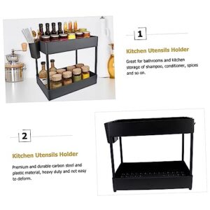 Cabilock Double Layer Kitchen Shelf Under Sink Rack Shower Storage Shelf Metal Organizer Shelf Desktop Organizer Shelf Storage Rack Storage Organizer Storage Holder