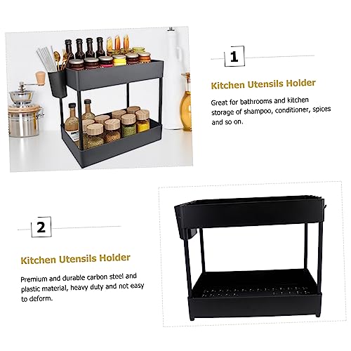 Cabilock Double Layer Kitchen Shelf Under Sink Rack Shower Storage Shelf Metal Organizer Shelf Desktop Organizer Shelf Storage Rack Storage Organizer Storage Holder