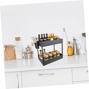 STOBAZA Under Sink Rack Kitchen Sink Storage Rack Seasoning Storage Rack Metal Storage Shelf Metal Organizer Shelf Bath Organizer Basket Shower Storage Shelf Under Sink Storage Rack Lotion