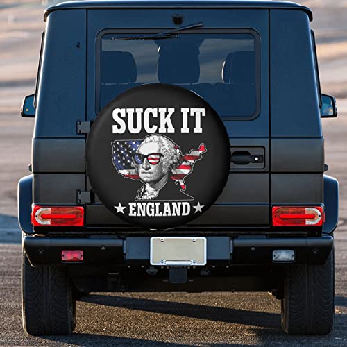 Suck It England George Washington 1776 Spare Tire Cover Wheel Protectors Weatherproof Universal Trailer Rv SUV Truck and Many Vehicle Camper Accessories