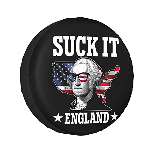 Suck It England George Washington 1776 Spare Tire Cover Wheel Protectors Weatherproof Universal Trailer Rv SUV Truck and Many Vehicle Camper Accessories