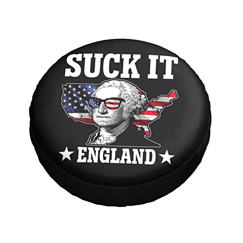 Suck It England George Washington 1776 Spare Tire Cover Wheel Protectors Weatherproof Universal Trailer Rv SUV Truck and Many Vehicle Camper Accessories