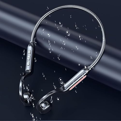 Wireless Bluetooth 5.3 Bone Conduction Headset with Microphone - Waterproof Swimming Sports Noise Canceling Stereo - Bendable Earbud Open Headset