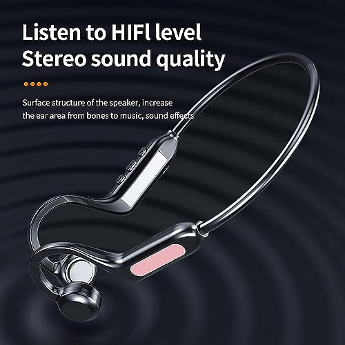 Wireless Bluetooth 5.3 Bone Conduction Headset with Microphone - Waterproof Swimming Sports Noise Canceling Stereo - Bendable Earbud Open Headset