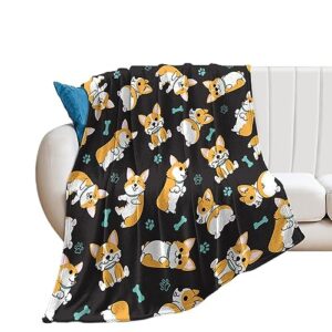 cute corgi blanket corgi gifts for corgi lovers corgi dog throw blanket for women mens soft flannel blanket for sofa bed decor christmas birthday gifts 70"x80"