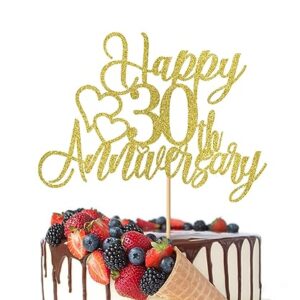 Crseniny 30th Anniversary Cake Topper，Company 30 Anniversary Party Decorations,30th Birthday, 30th Wedding Anniversary/Pearl Wedding Party Decoration supplies(30 Gold Glitter)