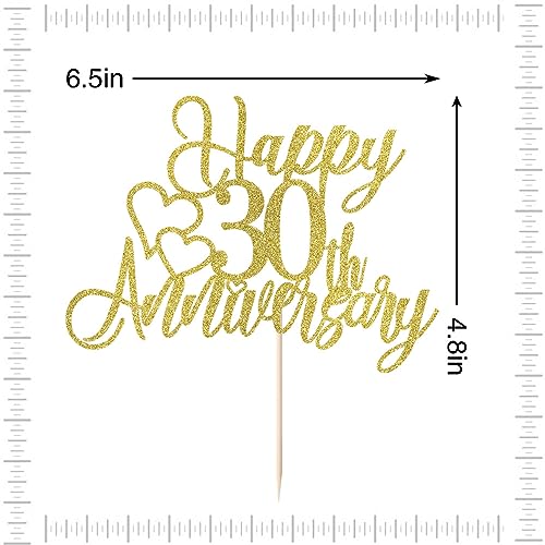 Crseniny 30th Anniversary Cake Topper，Company 30 Anniversary Party Decorations,30th Birthday, 30th Wedding Anniversary/Pearl Wedding Party Decoration supplies(30 Gold Glitter)