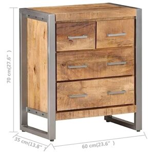 YPWRENH Bedside Cabinet Entry Table Sideboard 23.6 "x13.8 x27.6 Rough Mango Wood Suitable for Foyer or Living Room