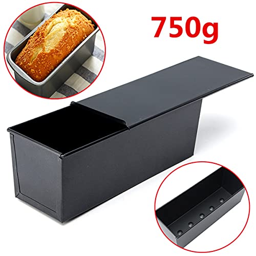 ZSEDP 750g Non Stick Loaf Pan Baking Fruit Cake Bread Tin Oven Tray with Lid Black Baking Bakeware Cake Pan for Kitchen Gateau