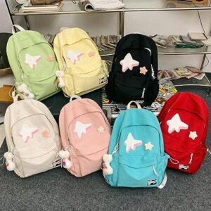 Verdancy Kawaii Backpack for School College Teens Students Travel Aesthetic Bookbag Cute Schoolbag Casual Daypack (White)