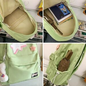 Verdancy Kawaii Backpack for School College Teens Students Travel Aesthetic Bookbag Cute Schoolbag Casual Daypack (White)