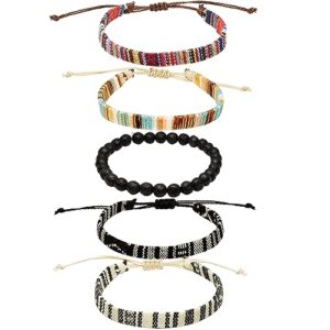 5pcs surfer beach bracelet for men, ankle bracelet for women, unisex handmade men's bracelet waterproof surfer bracelet colorful anklet bracelet string rope jewelry for women men friendship bracelets